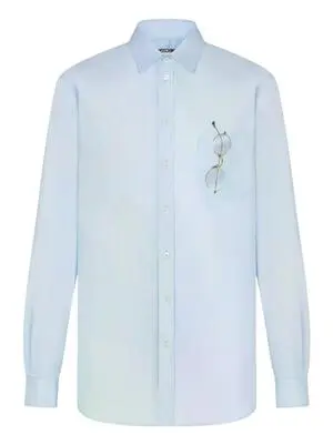 Moschino Glasses-print Cotton Shirt - Blue