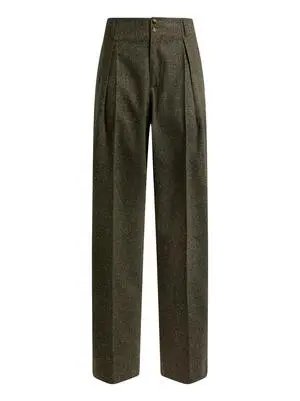 Etro Mid-rise Straight-leg Wool-blend Pants - Olive