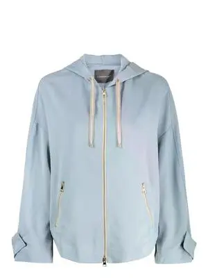 Lorena Antoniazzi Stretch Virgin Wool Hooded Jacket - Blue