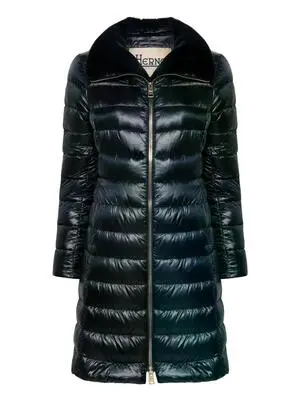 Herno Padded Coat With Faux-fur Collar - Blue