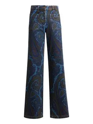Etro Paisley Denim Wide-leg Jeans - Medium Wash
