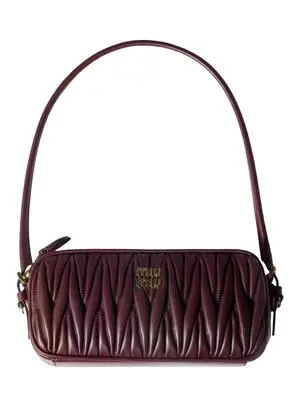 Miu Miu Matelassé Nappa Leather Shoulder Bag - Red
