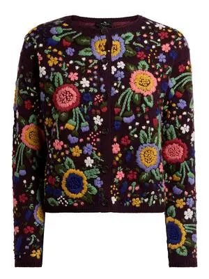 Etro Embroidered Wool Cardigan - Brown