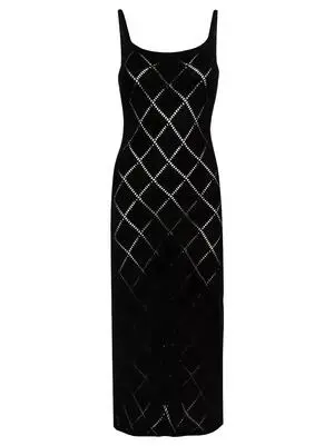 ALOHAS Pointelle-knit Midi Dress - Black