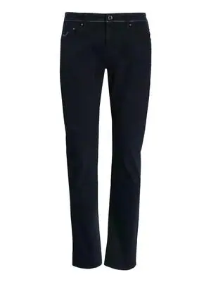 JACOB COHЁN Contrast-stitching Cotton Trousers - Black