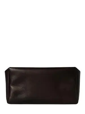 THE ROW Squared Compact Leather Clutch Bag Brown