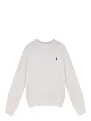 Polo Ralph Lauren Cotton Blend Sweater With Embroidered Logo - White