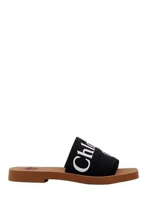 CHLOÉ Woody Flat Linen Sandals