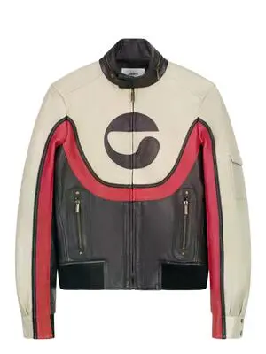 Coperni C-logo Panelled Leather Jacket - Neutrals