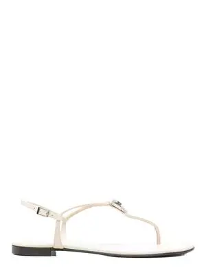 GIUSEPPE ZANOTTI Embellished Strap Flat Sandals - Neutrals