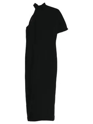 TALLER MARMO Asymmetrical-sleeve Midi Dress - Black