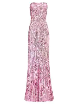 Jenny Packham Sequin-embellished Strapless Gown - Pink