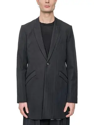 THE VIRIDI-ANNE Frayed Button-up Blazer - Black