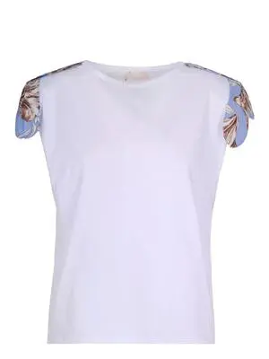Liu Jo Floral Sleeve T-shirt - White