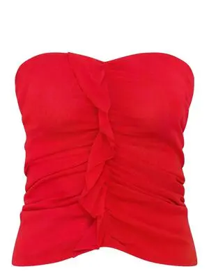 Paris Georgia Strapless Ruffle Top - Red
