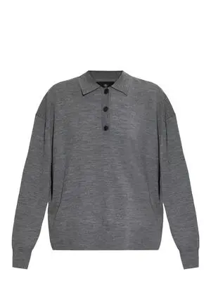 ANINE BING Buttoned Polo Top - Grey