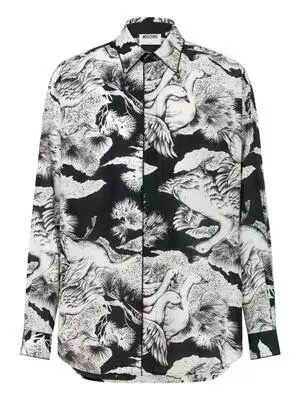 Moschino Swan-print Shirt - Black