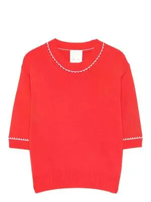 ALLUDE Ribbed-hem T-shirt - Red