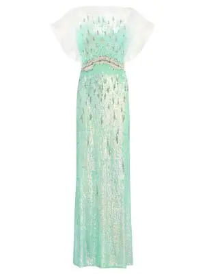 Jenny Packham Magnolia Sequin-embellished Gown - Green