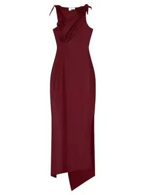 Coperni Flower Embellished Asymmetric Gown - Red