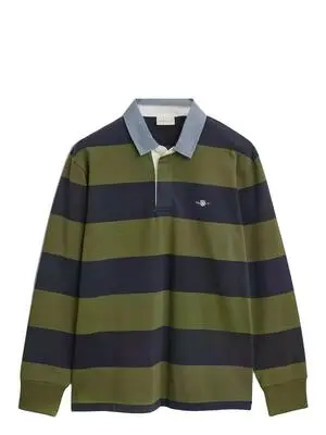 Gant Striped Chambray Polo Shirt - Green