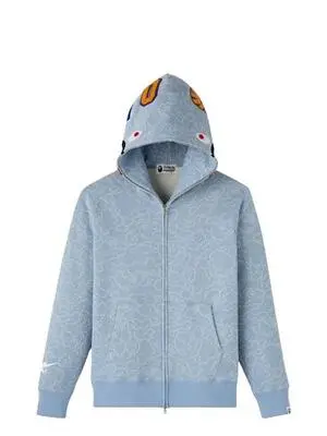 OVO X Bape Neon 1st Camo Shark Fullzip Hoodie - Light Indigo