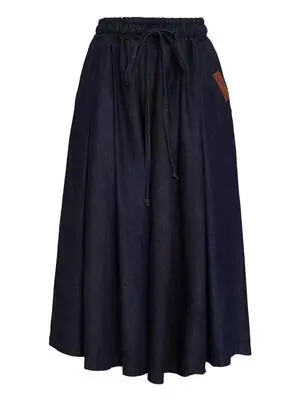 AMAPO Cotton Drawstring Skirt - Blue