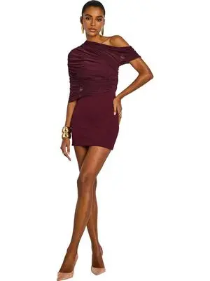 SEROYA Selma Mini Crepe Dress - Merlot