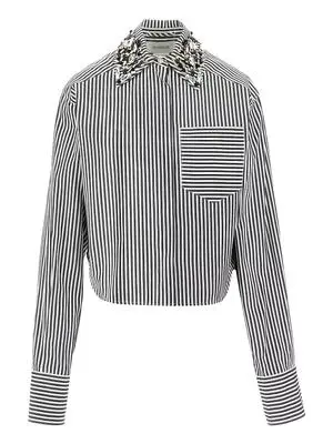 Sportmax Striped Embellished Shirt - White