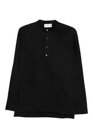 TOKYO Buttoned Long-sleeved Polo Shirt - Black