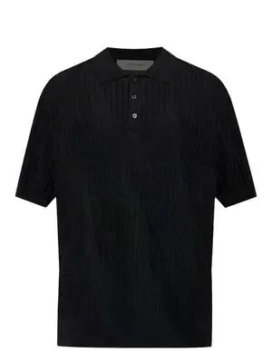 GOLDEN GOOSE Ribbed Button Polo Shirt - Black