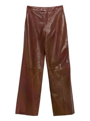 ARMA Leather Straight-leg Trousers - Brown