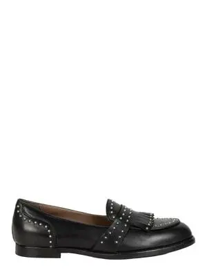 DELDUCA Studded Fringed Loafers