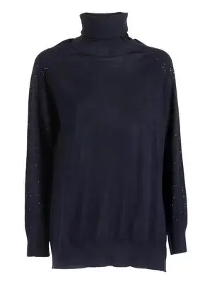Lorena Antoniazzi Embellished Turtleneck Knit - Blue