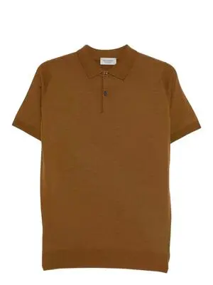 John Smedley Payton Buttoned Short-sleeve Polo Shirt - Brown