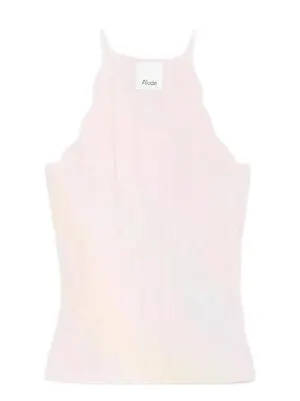 ALLUDE Scalloped Ribbed Tank Top - Pink