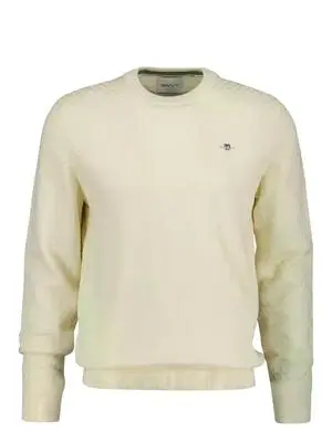 Gant Textured Crew-neck Pullover - Neutrals