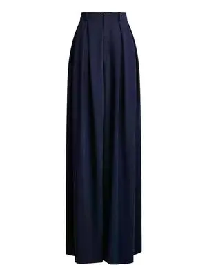 Ralph Lauren Pleated Wool Palazzo Pants - Blue