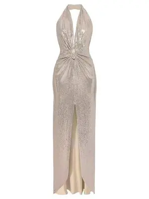 NISSA Sequin-embellished Backless Maxi Dress - Neutrals
