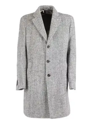 BRANDO Herringbone Pattern Coat - Grey