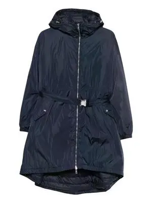 Add Hooded Belted Coat - Blue