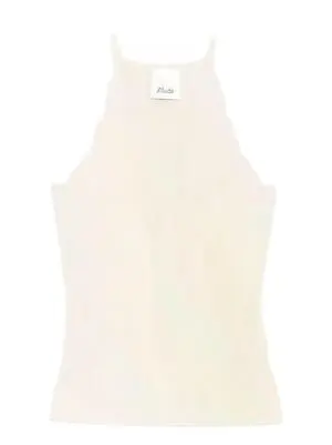 ALLUDE Scalloped Ribbed Tank Top - Neutrals