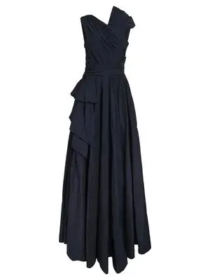 Talbot Runhof Taffeta Pleated Maxi Dress - Black