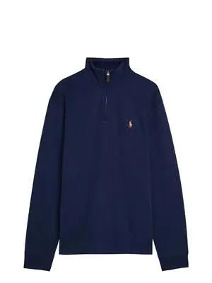 Polo Ralph Lauren Logo-embroidered Half-zip Cotton Jumper - Navy