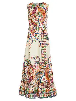 Etro Patterned Belted Cotton Maxi Dress - Multicoloured 1