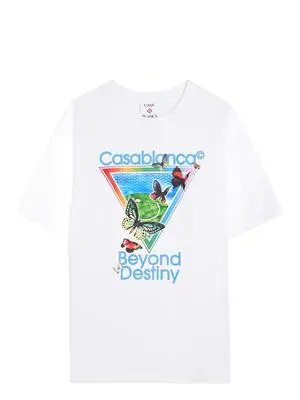 Casablanca Tennis Club Icon Beyond Destiny Printed Cotton T-shirt - White