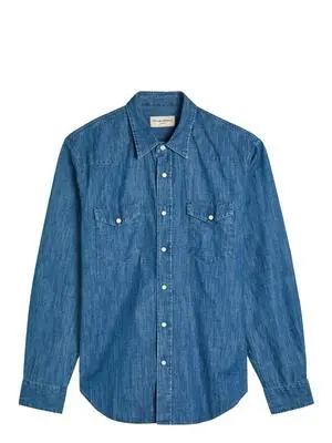 Officine Générale Chambray Shirt - Mid Blu