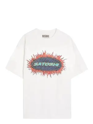 SATOSHI NAKAMOTO Blender Printed Cotton T-shirt - White