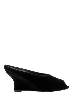 TOTEME 85 Velvet Peep-toe Mules - Black