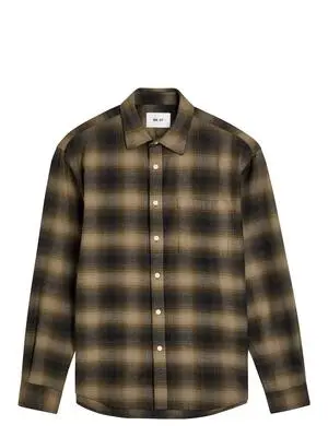 Nn07 Deon Plaid Cotton Shirt - Black